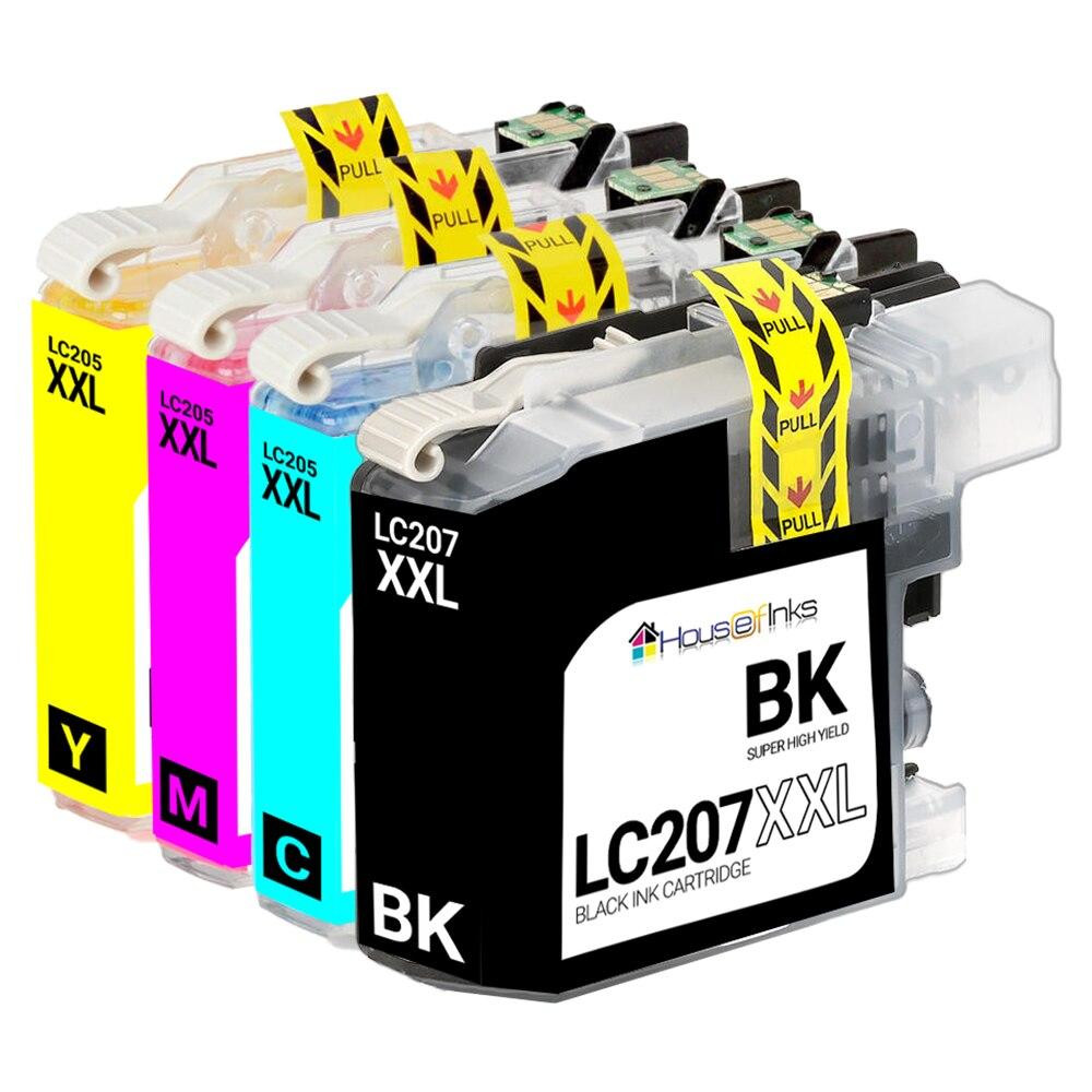 Brother LC207 & LC205 Super HY Compatible Ink Cartridges 4PK (1ea. BCMY ...