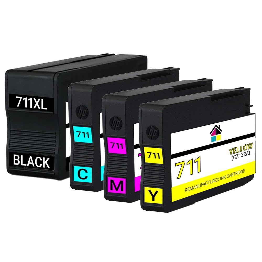 HP 711XL & 711 Remanufactured Ink Cartridges 4PK (1ea. BCMY) Combo ...