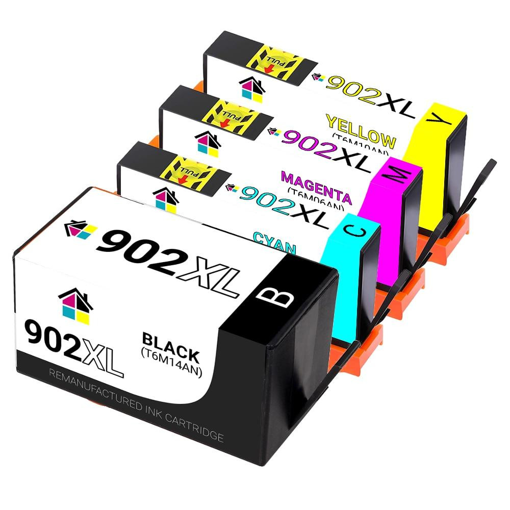 HP 902XL High Yield Remanufactured Ink Cartridges 4PK (1ea. BCMY) Combo ...