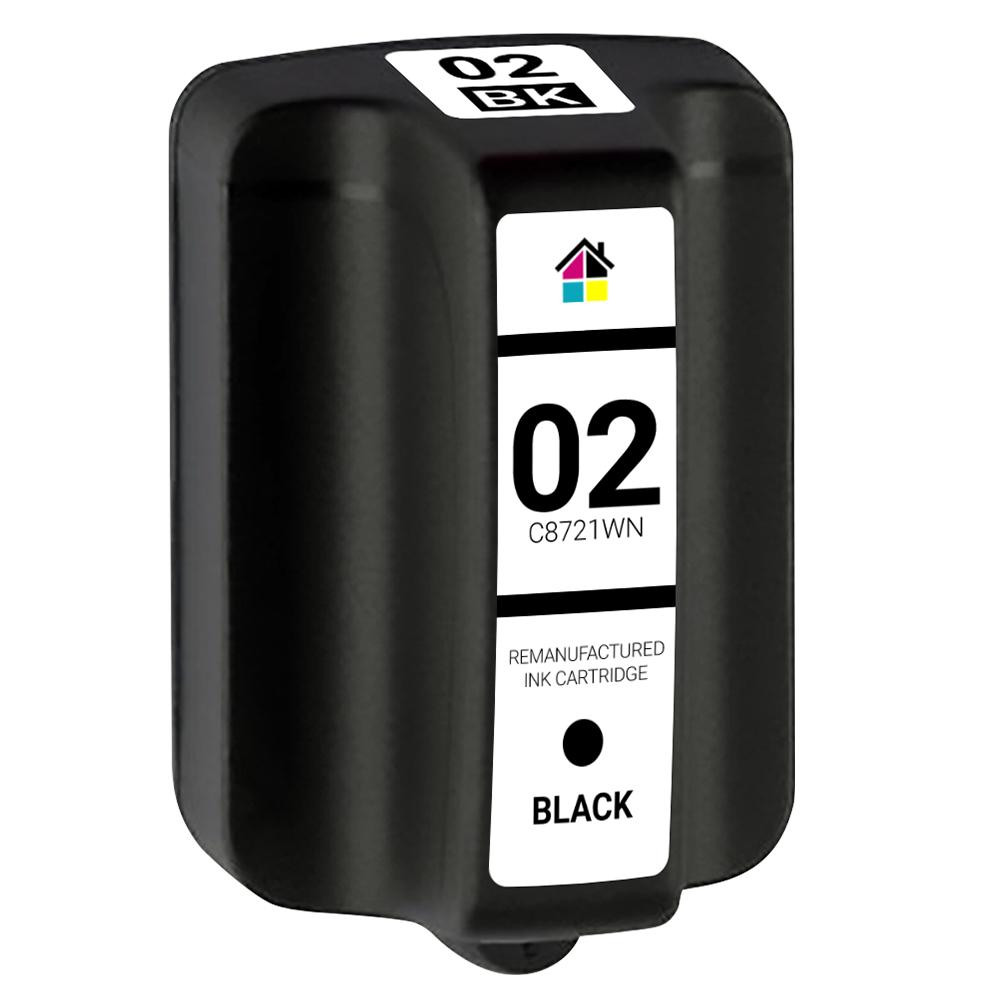 HP 02 (C8721WN) High Yield Black Remanufactured Ink Cartridge ...