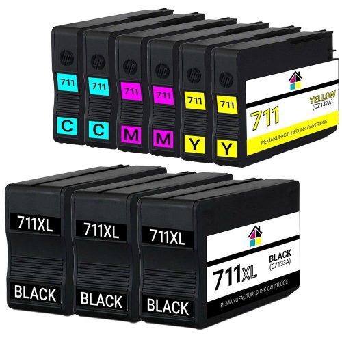 HP 711XL & 711 Remanufactured Ink Cartridges 9PK (3B, 2ea. CMY) Combo ...